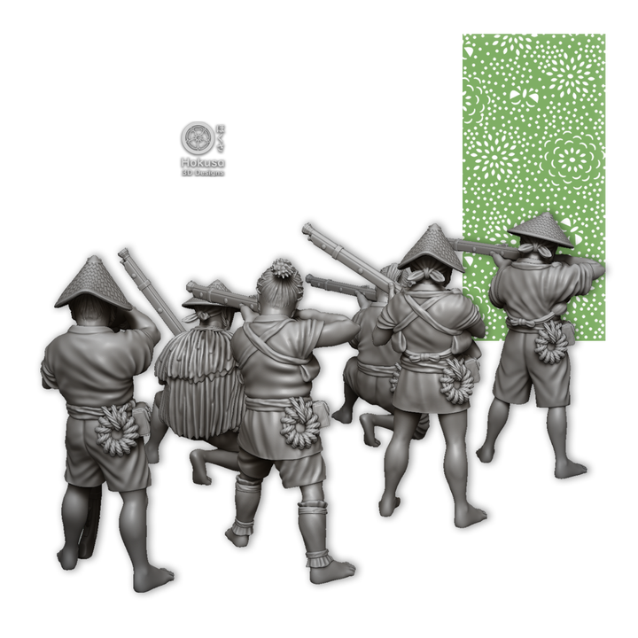 3D Printable Ikko Ikki Villagers with Teppo by Hokusa 3D Designs